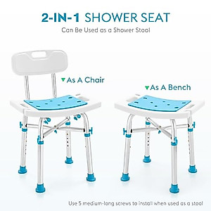 Health Line Massage Products Shower Stool for Narrow Bathtub, Small Bath Chair for Inside Shower, Heavy Duty Padded Shower Tub Seat for Bariatric, Seniors, Disabled, Handicap (Reinforced 500LB)