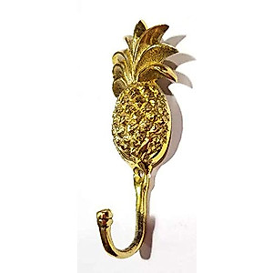 4 1/4" Pineapple Hook Shiny Solid Brass Hanger, Coat Hat Towel Hook, Hanger, House Warming, Tropical Decor, Welcome,Robe Hooks,Coats #Q11