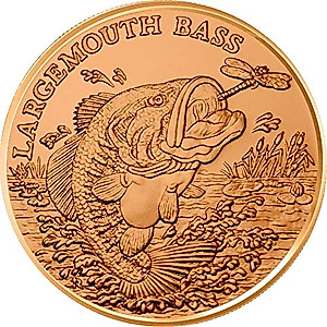 Jig Pro Shop American Wildlife Series 1 oz .999 Pure Copper Round/Challenge Coin (Largemouth Bass)