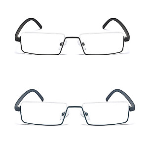 COVESATO 2 Pack Half Frame Reading Glasses for Men and Women Lightweight Computer Readers with Portable Case 3.00