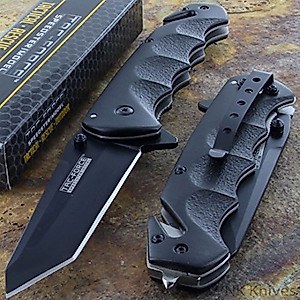 MEselected Tac-Force Black Tanto Blade Spring Assisted Tactical Folding Pocket Knife