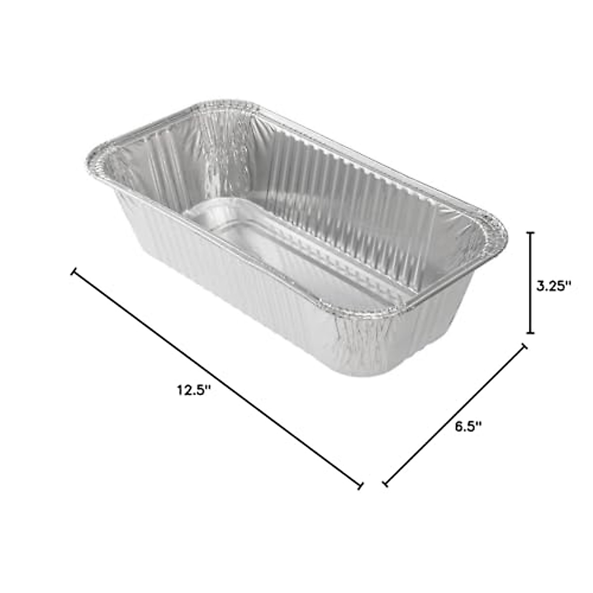 Restaurantware Foil Lux 12.5 x 6.5 Inch Loaf Foil Pans 25 Oven-Ready Foil Trays Lids Sold Separately 1/3 Third-Size 5 LB Silver Aluminum Disposable Baking Pans Freezable