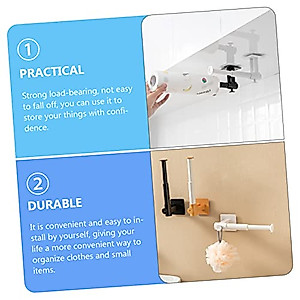 Alipis retractable hook plastic towel rack towel stand hand towel rail Clothes Mounted garment rack heavy duty bathroom towel bar multi hanger white abs wall bracket picture