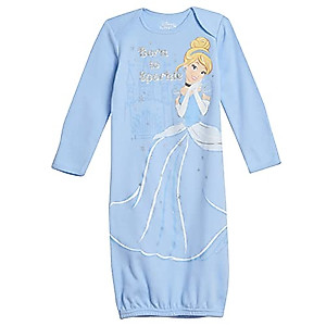 Disney Princess Newborn Baby Girls 3 Pack Long Sleeve Swaddle Sleeper Gowns Disney Princesses 0-6 Months