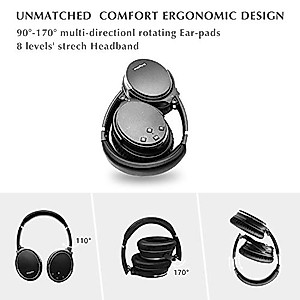 Srhythm Renewed NC35 Noise Cancelling Headphones Wireless Bluetooth 5.0, Fast Charge Over-Ear Lightweight Headset with Microphones,Mega Bass 50+ Hours’ Playtime
