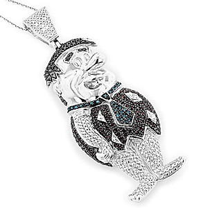 Ritika Created Round Cut Multi-Diamonds 925 Sterling Silver 14K White Gold Over Iced Out Diamond Cartoon Character Fred Flinstones Charm Pendant for Cartoon Lovers