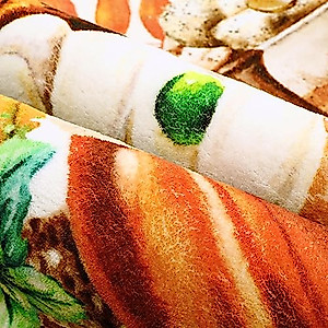 Topotdor Hello Fall Round Area Rug 4Ft, Machine Washable Non Slip Indoor Floor Mat Carpet Thanksgiving Dessert Circle Rug, Autumn Harvest Round Rugs for Living Room Sofa Bedroom Nursery Decor