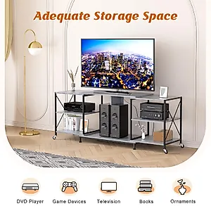 LENNYVILLNA TV Stand, Entertainment Center with Power Outlet, Flexible TV Stands for Living Room, Television Stands for 55 inch TV, TV Stand for Bedroom, Media Console Table