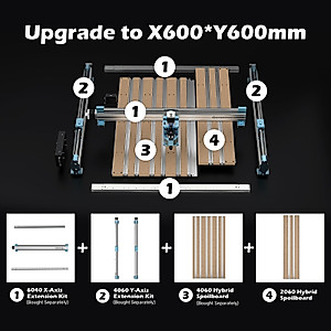 Genmitsu 4040-PRO X-Axis Extension Kit, 4040 Upgrade to 6040, CNC Accessories for 4040-PRO CNC Router Machine, Extended Working Area 600 x 400mm (23.62’’ X15.75’’), 40P-XE60