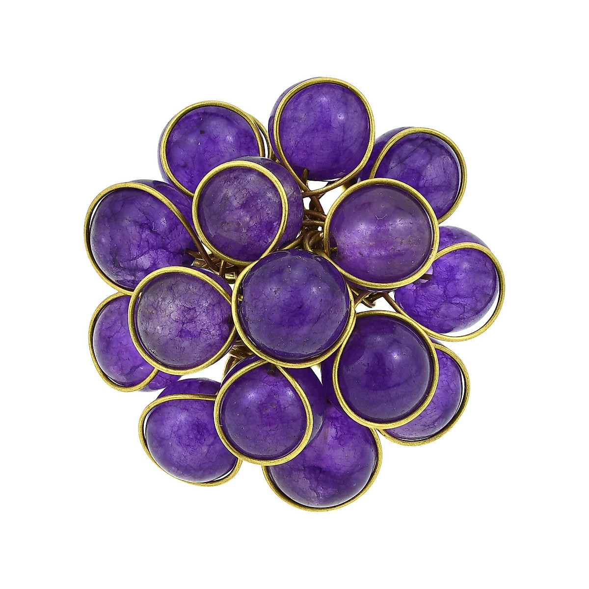 AeraVida Elegant Purple Amethyst Gemstone Cluster in Brass Statement Ring | Elegant Handmade Jewelry for Women | Handmade Brass Ring | Purple Amethyst Gift for Women | Statement Ring Jewelry