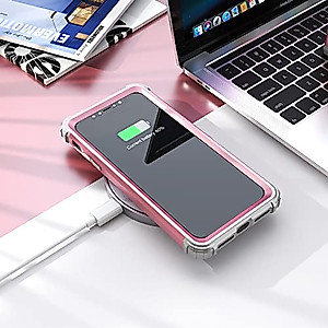 IDweel iPhone 11 Case with Screen Protector(Tempered Glass), Hybrid 3 in 1 Shockproof Slim Fit Heavy Duty Protection Hard PC Cover Soft Silicone Bumper Full Body Case,Pink/Light Grey