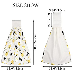 Kitchen Towel-Cute Yellow Flower-Hand Towels Tie Towel Soft Microfiber Absorbent Washcloth Also for Bathroom Hand Sink Laundry Room RV Tabletop 2pcs