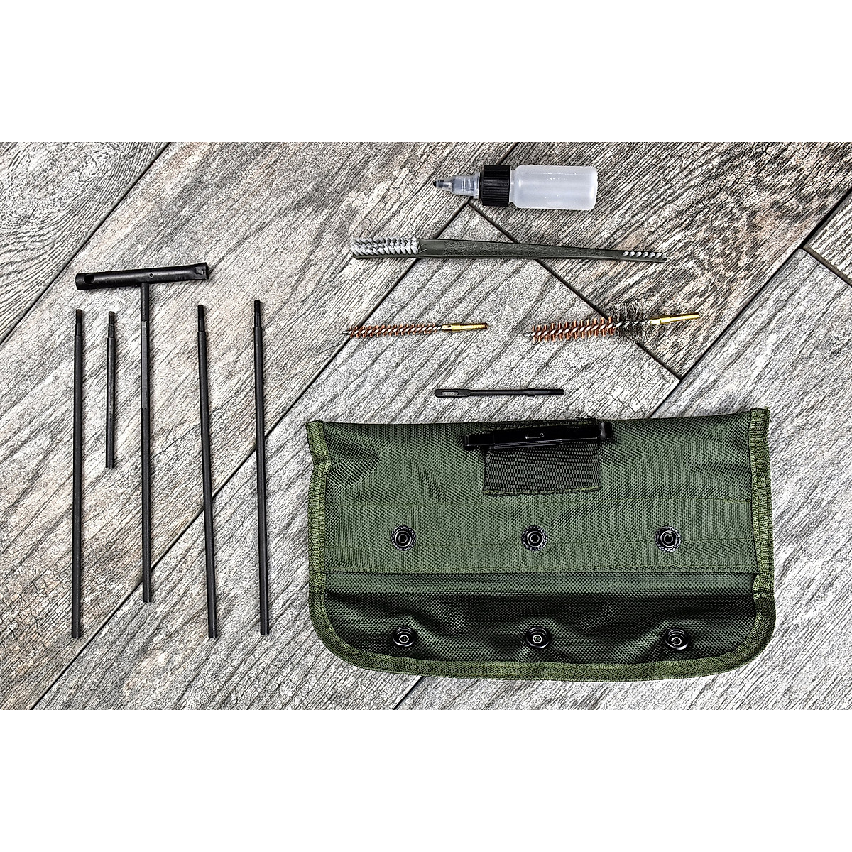 SE 10-Piece Rifle-Gun Cleaning Kit - includes Brass Brushes, Rod Extenders, and Canvas Storage Pouch - GC16M