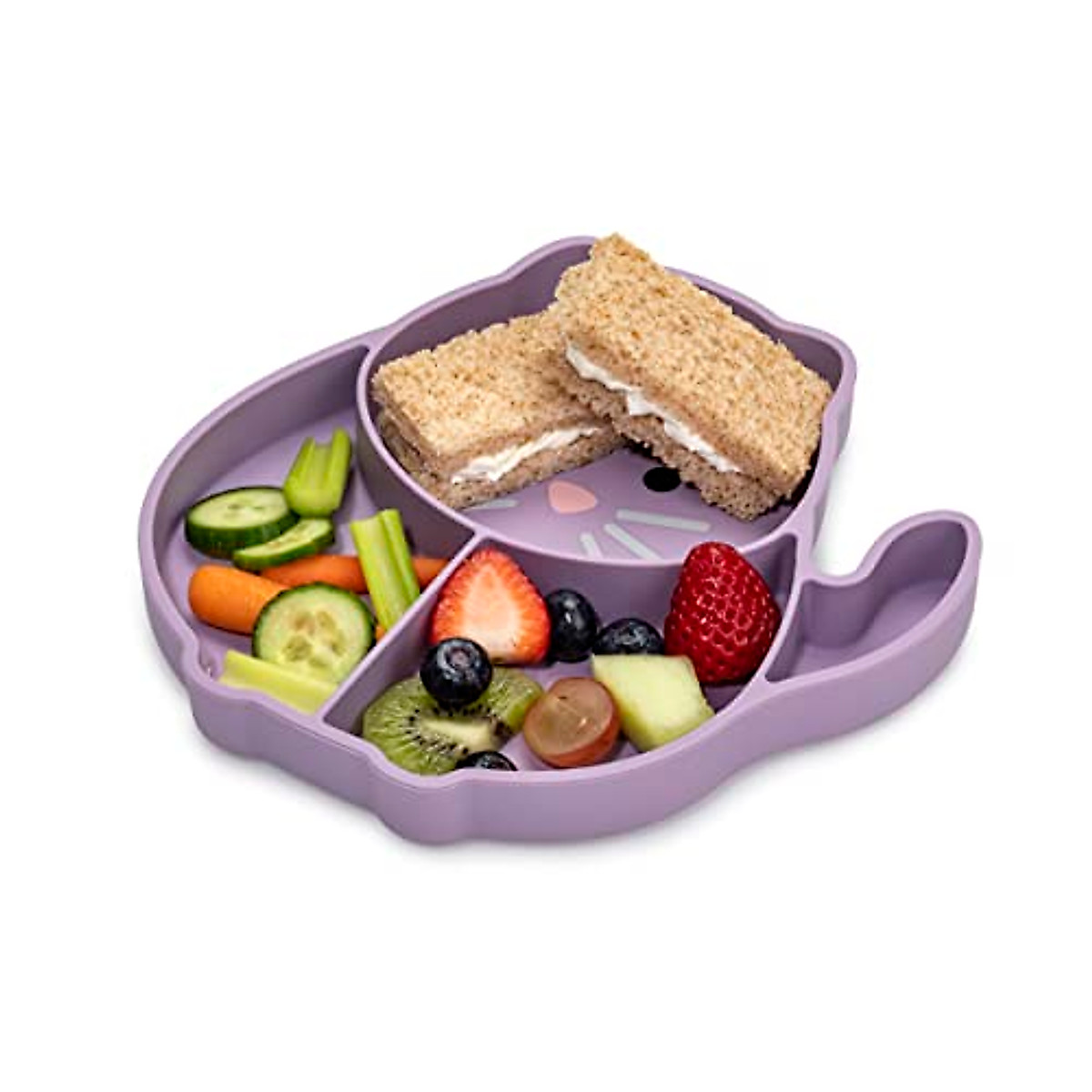 melii Divided Silicone Suction Plate - 100% Silicone, for Baby + Toddlers – BPA Free, Dishwasher & Microwave Safe (Cat)