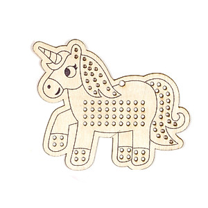 Baker Ross AT317 Unicorn Wooden Cross Stitch Ornament Kits - Pack Of 5, Arts And Crafts For Kids