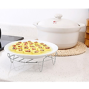 Steaming Rack, 2 Pack 7 Inch Round Food Grade Stainless Steel Steamer Plate for Food Steaming, Cooling and Roasting Cooking in Kitchen and Outdoors (18 cm)