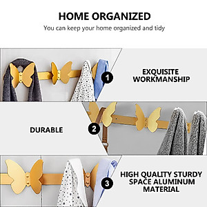 Bathroom Towel Hooks Gold Butterfly Coat Hooks Coat Rack Wall Mount with 3 Hooks Butterfly Design Aluminum Alloy Key Holder Bags Robe Hat Hangers for Home Decor Towel Hook