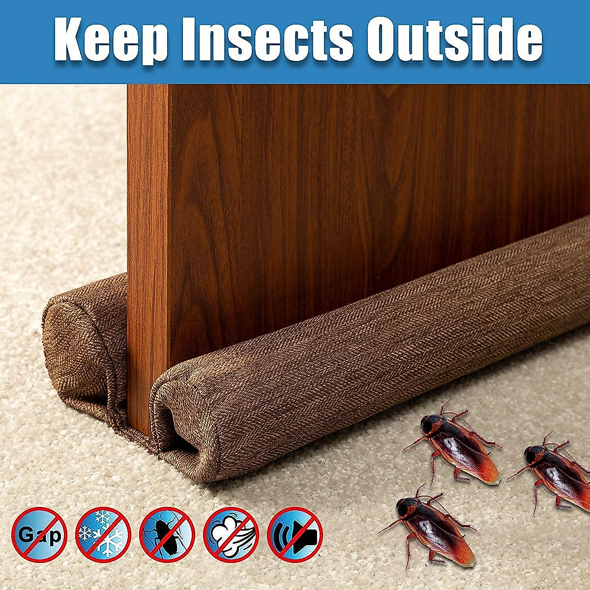 DreamQuil Under Door Draft Stopper, Gap 1.5 Inch Door Insulation - Adjustable Size 32-36 Inch (Chestnut)