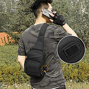 BAIGIO Small Tactical Sling Bag One Shoulder Chest Backpack Casual Daypack (Black with Top-handle)