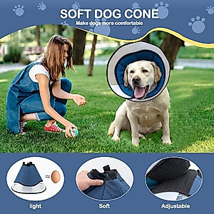 EvcgoX Soft Dog Cone,Cone Collar for Dogs,Cats After Surgery to Stop Licking,Dog Cone Alternative with Deep Plastic Collar Protect Wounds Better,L Size Blue