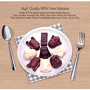 FantasyBear Star War Shaped Mold,Set of 6 Silicone Flexible Molds for Star Wars Lovers Robots Birthday Cake Decoration Candy Molds Chocolate Molds Soap Molds Baking Molds Jello Molds (6pcs Set)