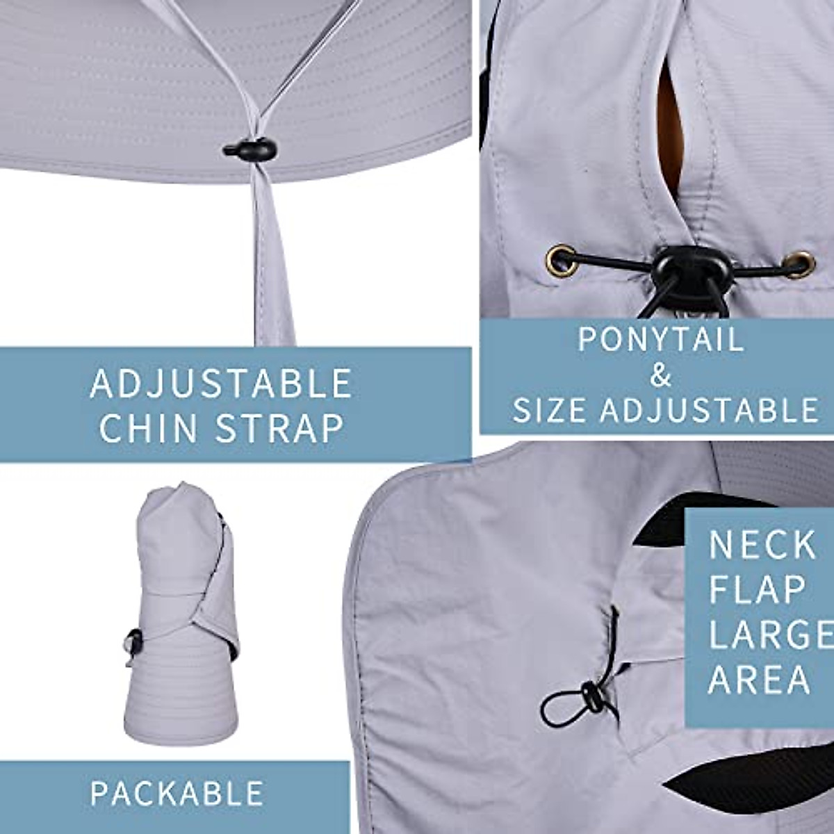 Sun Hat for Men Women with Neck Flap,UPF 50+ UV Protective Hiking Fishing Hats,Wide Brim Sun Hat for Women&Men …