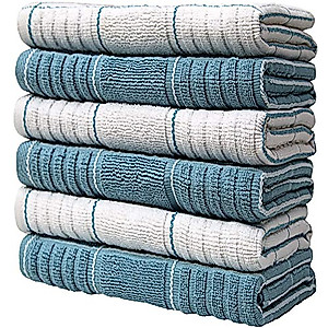 Premium Cotton Kitchen Towels (16" x 26") | Absorbent Dish Towels | 435 GSM Cotton Tea Towels | Kitchen Hand Towels | Dish Towels for Kitchen | Aqua