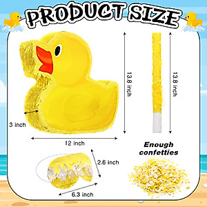 Sotiff Yellow Duck Piñata 13.8 Inch Cute Duck with Piñata Stick and Blindfold Gender Reveal Piñata and Confetti for Boy Girl Baby Shower Beach Pool Birthday Easter Party Decorations