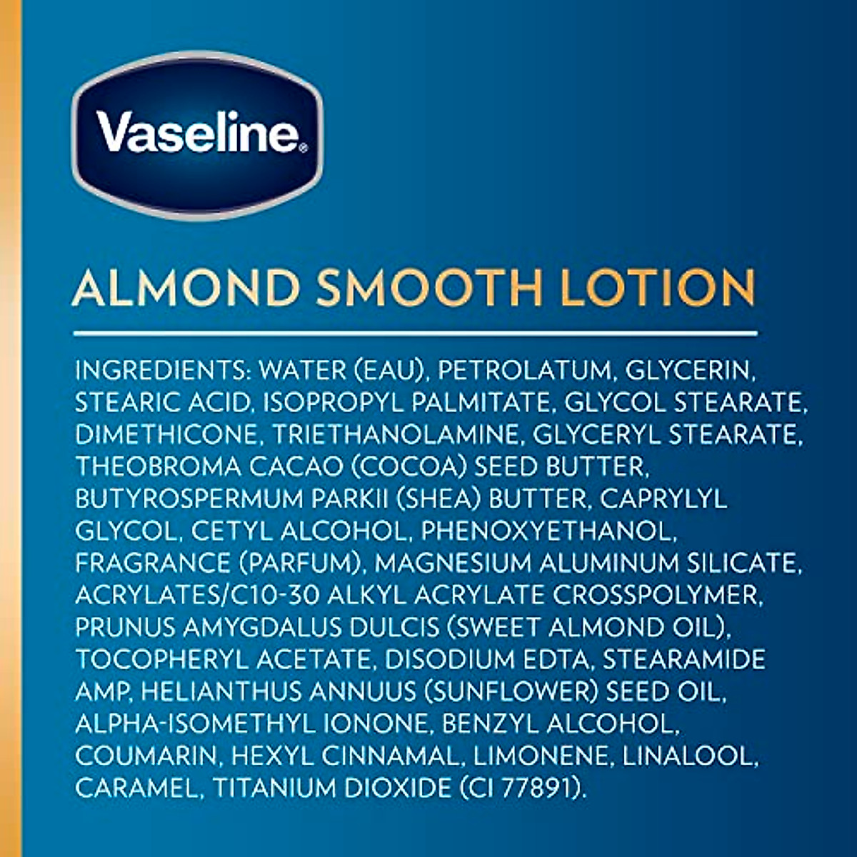 Vaseline Intensive Care hand and body lotion Almond Smooth for Rich Moisturization 20.3 Oz