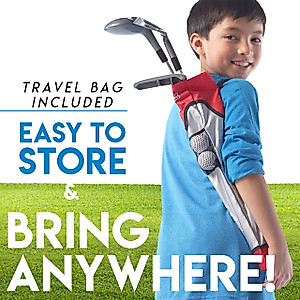 Franklin Sports Kids Golf Set - Youth Adjustable Plastic Golf Club Set - Kids Plastic Golf Set with Bag and Balls - Adjustable Length Clubs for Toddlers, Junior, Right hand, Red