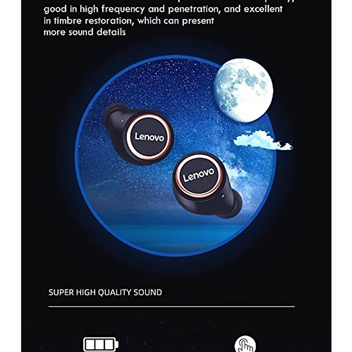 for Lenovo LP12 Wireless Bluetooth Earbuds, with Microphone Wireless Headphones USB-C Charging case LED Display Battery remaining