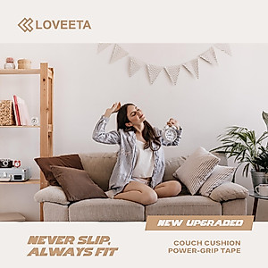 LOVEETA® 4.4'' × 20 Feet Power-Grip Couch Cushion Hook and Loop Tape, 2.0 PIB Heavy Duty Adhesive, Keep Couch Cushions from Sliding, Prevent Cushions from Sliding Outdoor, Mattresses, Carpets