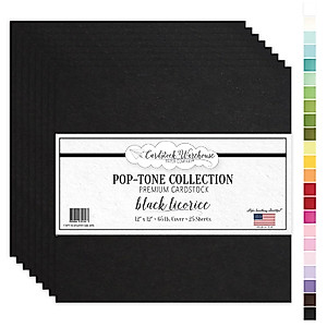 Black Licorice Cardstock Paper - 12 X 12 Inch 65 Lb. Premium Cover - 25 Sheets From Cardstock Warehouse