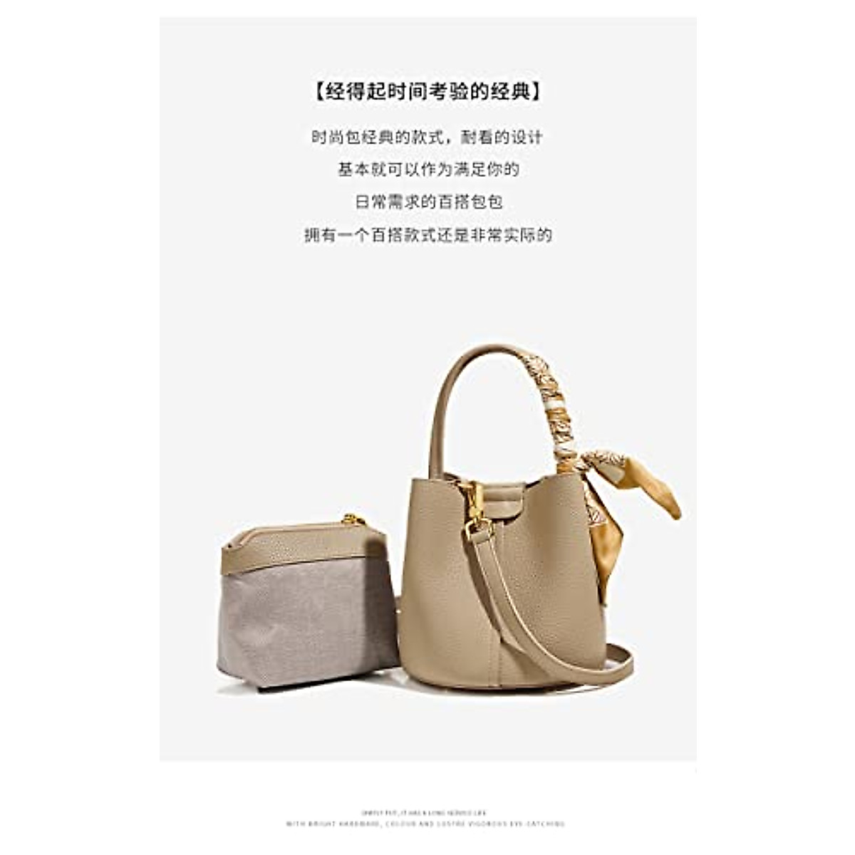 Leather Texture Bucket Bag Ladies Tote Bag Large Capacity Cross-Body Cabbage Basket Bag green