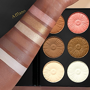 Highlighter Contour Makeup Palette,Afflano Bronzer Highlighter Blush Matte Shimmer 6 Colors,Face Cheek Contour Palette Highlight Blush Nude Pink Rose Gold, Eye Highlighting Natural Illuminating