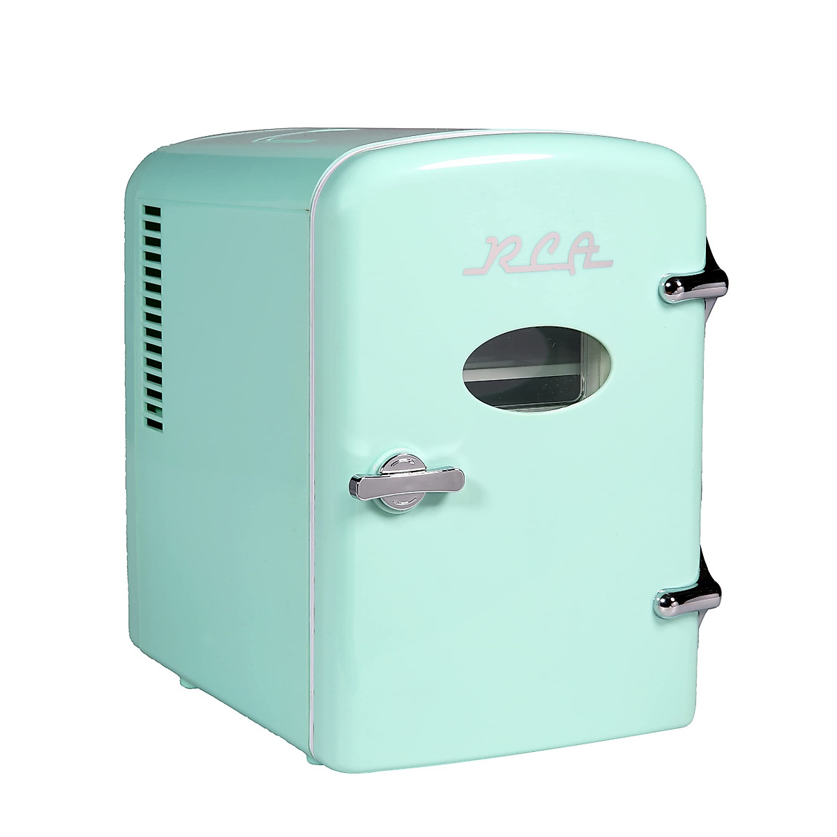 RCA RMIS129-MINT Mini Fridge, Mint, 0.15 cubic feet & Mini Retro 6 Can Beverage Refrigerator-Black, RMIS129-BLACK, 0.15 cubic feet