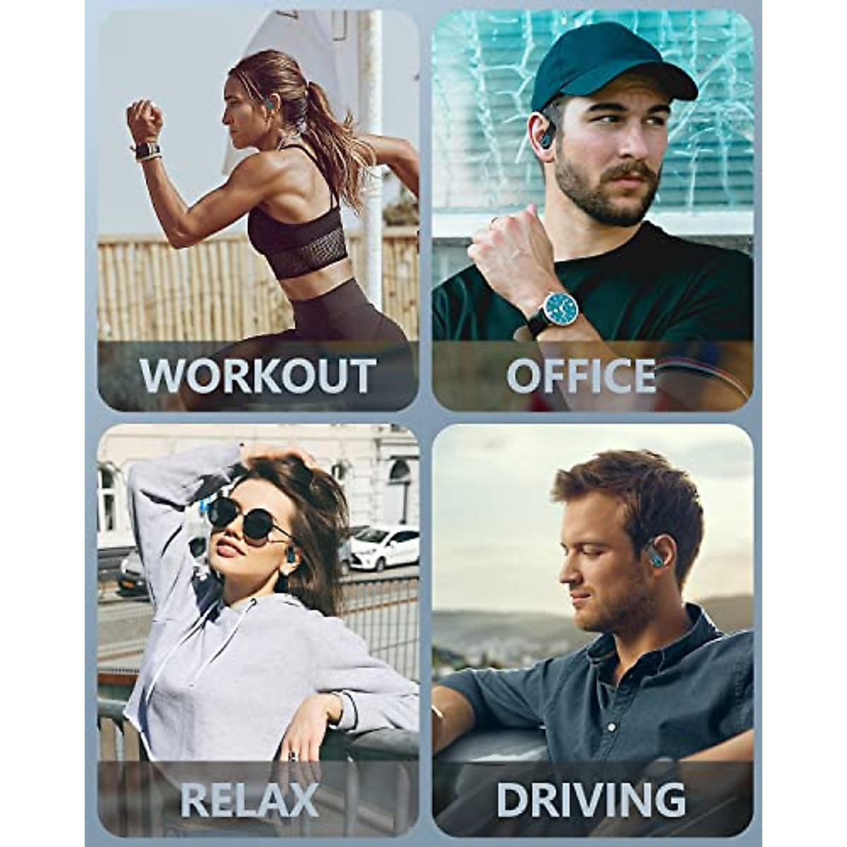 EUQQ Wireless Bluetooth Earbuds 120H Playtime Bluetooth 5.3 Ear Buds for Sports, Hi-fi Stereo Earphones with LED Display Charging Case, Headphones for Running/Workout Audifonos Bluetooth inalambricos