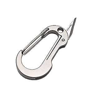 SZHOWORLD Small Titanium Carabiner with Folding Knife, EDC Multitool Keychain Clip Box Cutter, Perfect for Everyday Carry, Outdoor,Office,Camping,Hiking