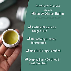 Earth Mama Organic Skin & Scar Balm |C-Section Recovery Skin Care, Pregnancy Stretch Mark Scar Cream with Organic Jojoba Oil, Tamanu Oil & Gotu Kola