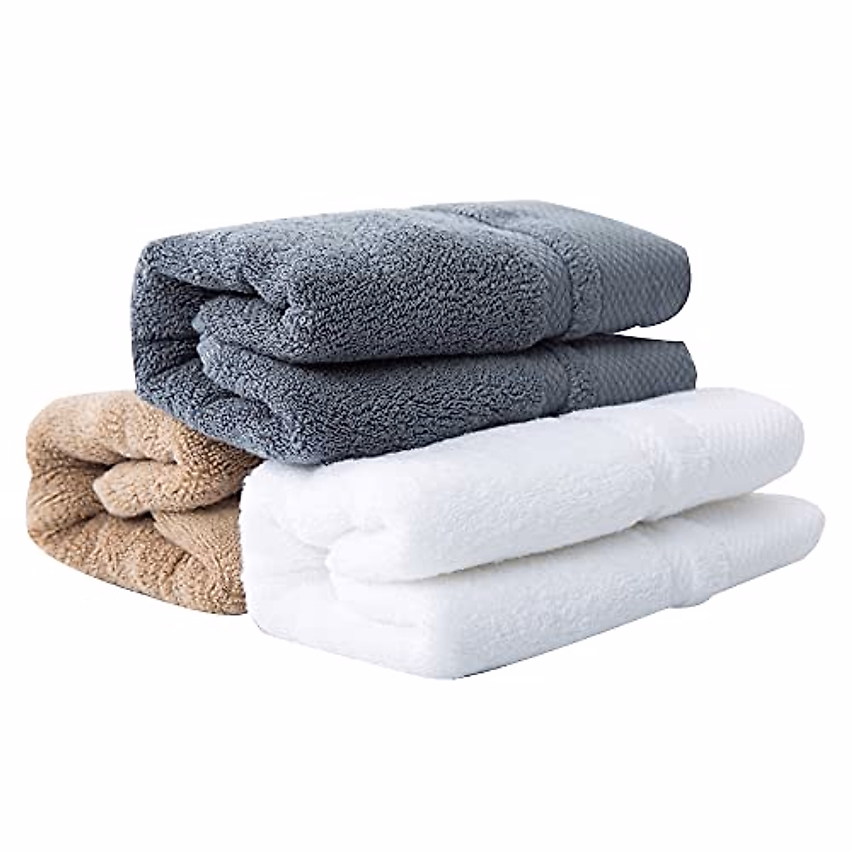 sense gnosis Hand Towel Set of 3 Premium 100% Cotton Ultra Soft Highly Absorbent Decorative Hand Towels for Bathroom Home Hotel Spa 13 X 29 Inch (White, Khaki, Grey)