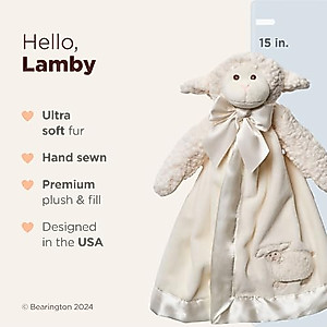 Bearington Baby Lamby Snuggler, 15 Inch White Lamb Plush Stuffed Animal Security Blanket Lovey for Babies, Baptism Gifts for Boys and Girls