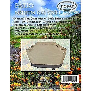 Dobar Heavy Duty Waterproof Vinyl Grill Cover - 59 Inch Medium