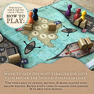 Tortuga 1667 Board Game, Treasure Plunder Game of Cards, Strategy, Deceit, and Luck for 2-9 Players