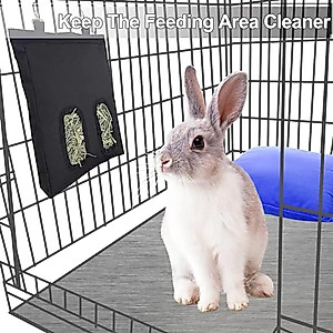 Lemcrvas Hay Feeder Bag, 2Pcs - 600D Oxford Cloth, 11x9.4in, 2 Holes, for Rabbit, Guinea Pig, Hamster, Chinchilla, Holds Large Hay, Reduces Mess, Easy to Use