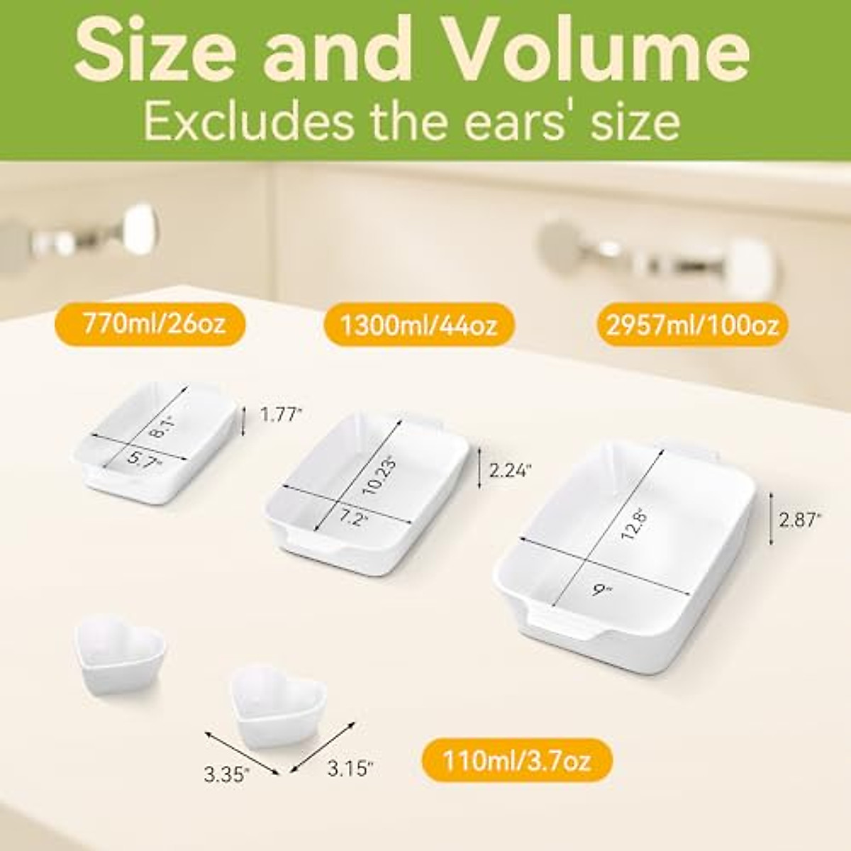 Baking Dish for Oven Casserole Dishes Bakeware Set With Ramekin Ceramic Lasagna Pan 9×12.8 Inch Large Deep Baking Dishes Rectangular Non-Stick Baking Pans for Kitchen Baking and Roasting White