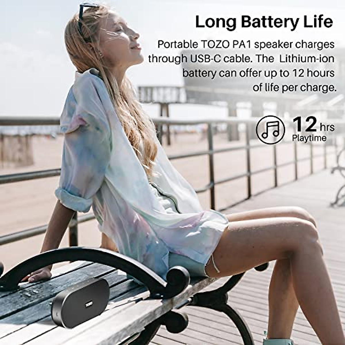 TOZO A2 Mini Wireless Earbuds Bluetooth 5.3 in Ear Light-Weight Headphones & TOZO PA1 Bluetooth Speaker with 20w Stereo Sound, Long Playtime IPX7 Waterproof Portable Wireless Speaker