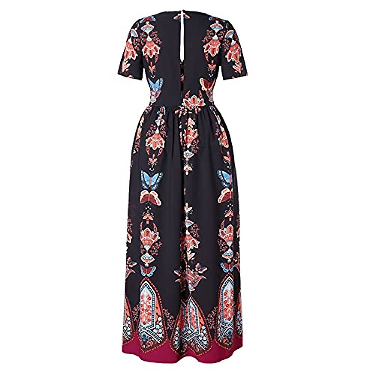 Maxi Dresses for Women Wedding Guest Plus Size Cruise Wear for Women 2023 Sexy Going Out Dress Floral Print Boho High Low Short Sleeve Wrap V-Neck A-Line Split Long Sexy Beach Party Dress