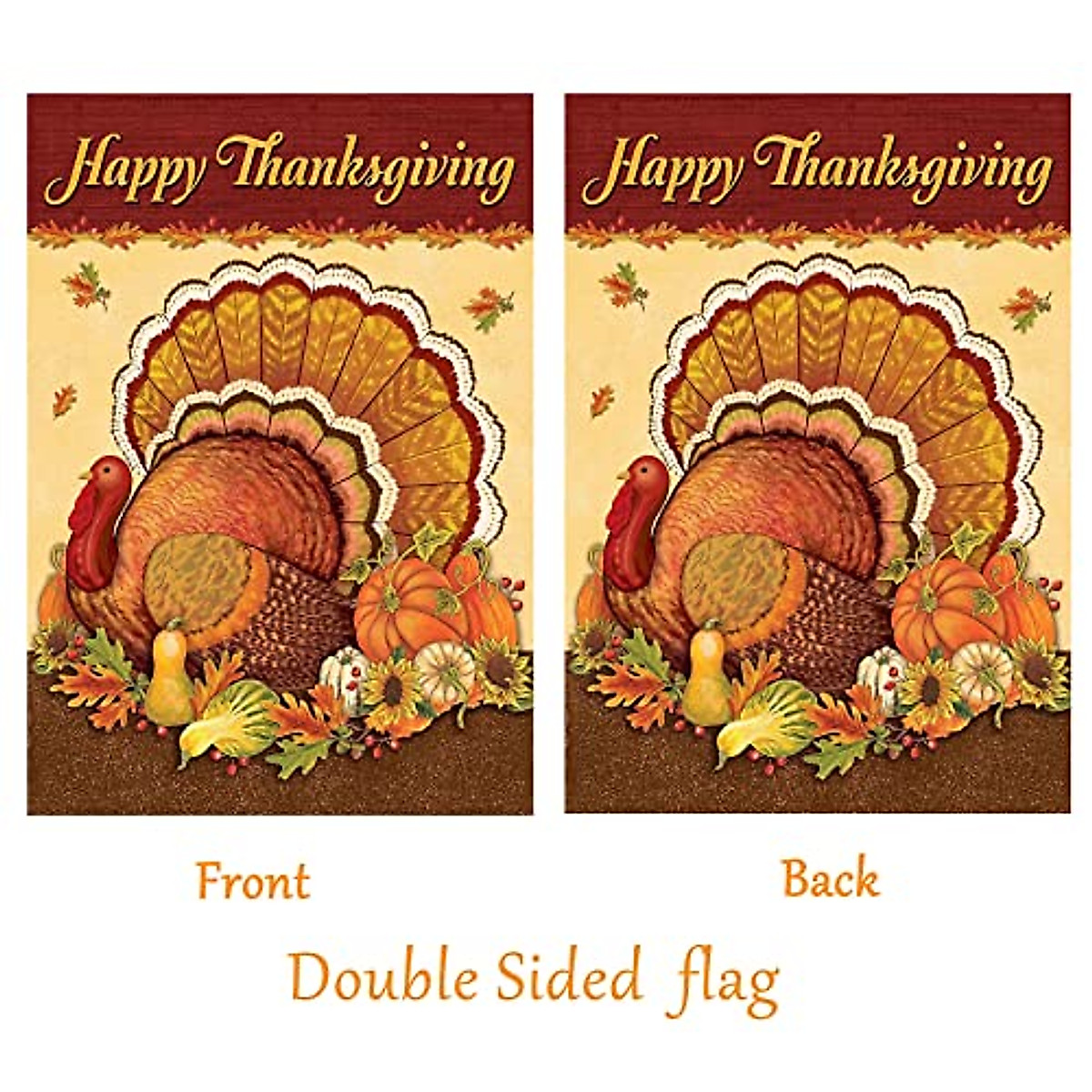 Thanksgiving Garden Flag,Happy Thanksgiving Flags 12 x 18 Inch Thanksgiving House Flag Double-Sided 2 Layer Thanksgiving Turkey House Flag for Thanksgiving Decoration