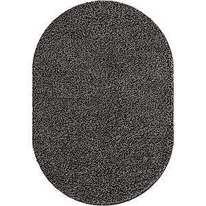 Unique Loom Solid Shag Collection Area Rug (4' x 6' Oval, Graphite Gray)