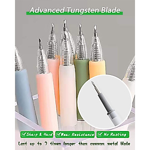 Oythiem Pen Knife Craft Cutting Tools - Craft Knife, Paper Pen Cutter Knife, Precision Paper Cutter Pen Student Utility Knife Pen with Refillable Tungsten Steel Cutter Head Refill, 12 PACK